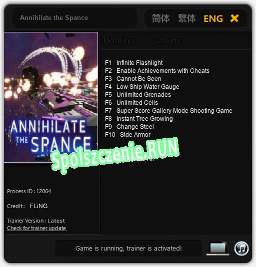 Annihilate the Spance: Trainer +10 v1.2 » Spolszczenie gry