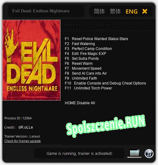 Evil Dead: Endless Nightmare: Trainer +11 v1.2 » Spolszczenie gry