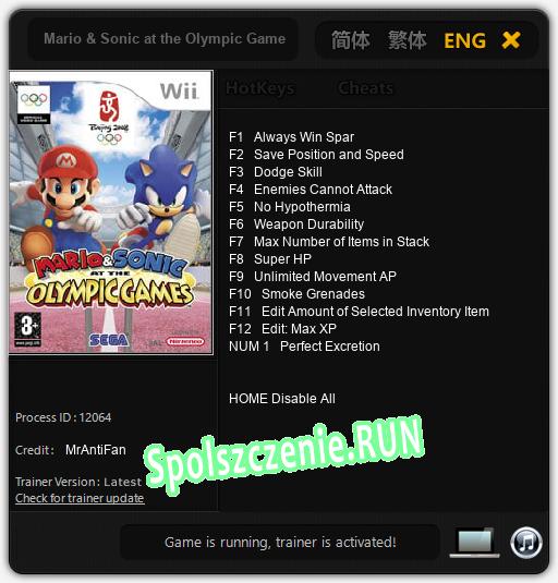 Mario & Sonic at the Olympic Games: Trainer +13 v1.4 » Spolszczenie gry