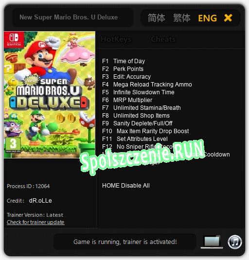 New Super Mario Bros. U Deluxe: Trainer +14 v1.1 » Spolszczenie gry