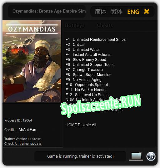 Ozymandias: Bronze Age Empire Sim: Trainer +15 v1.1 » Spolszczenie gry