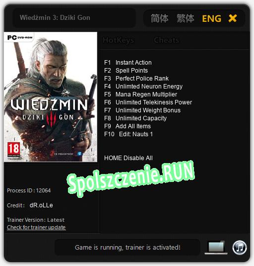 Wiedźmin 3: Dziki Gon: Cheats, Trainer +10 dR.oLLe » Spolszczenie gry